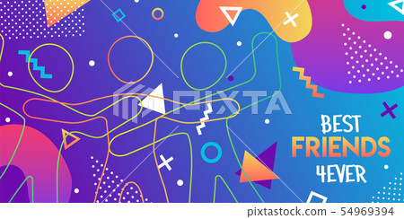 Best friends card of retro 90s friend group hug - Stock Illustration ...