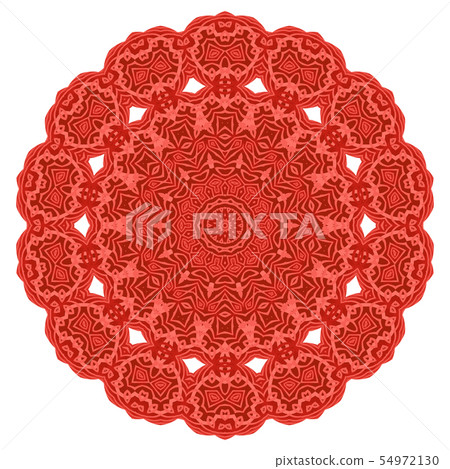 Red Ornamental Line Pattern. Round Texture.... - Stock Illustration ...