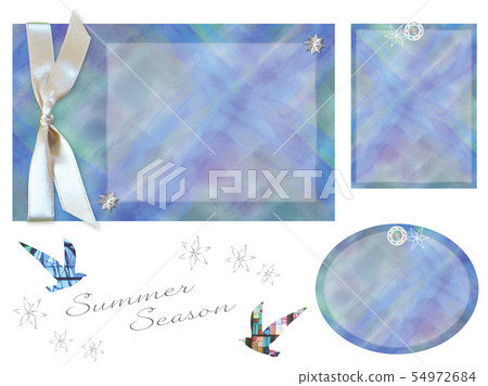 Ocean blue ribbon ornament card, frame - Stock Illustration [54972684 ...