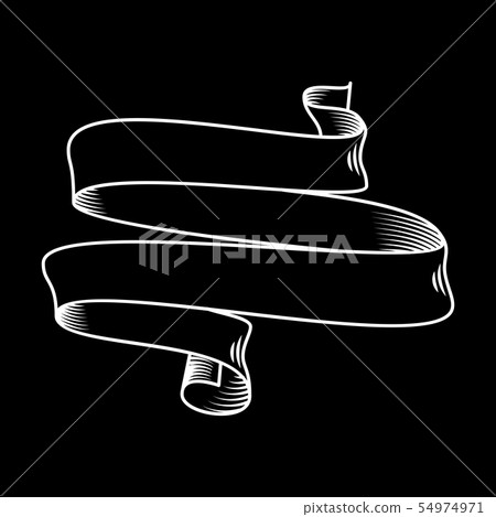 White ribbon on the black, hand drawn detailed... - Stock Illustration ...