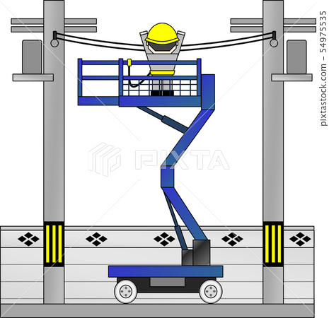 High place work vehicle (during high place work) - Stock Illustration ...