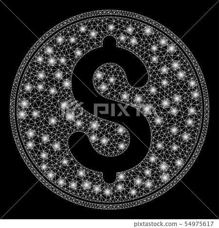 Bright Mesh 2D Dollar Coin with Flash Spots - Stock Illustration ...