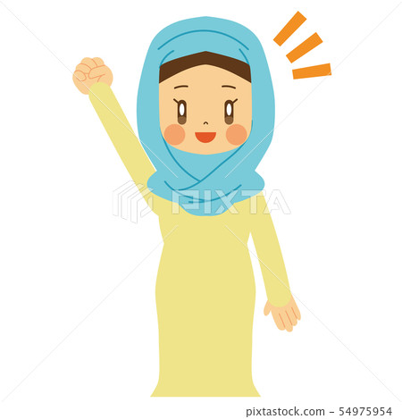 Arab muslim girl cheers cheer - Stock Illustration [54975954] - PIXTA