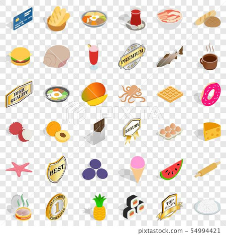 Yummy food icons set, isometric style - Stock Illustration [54994421 ...