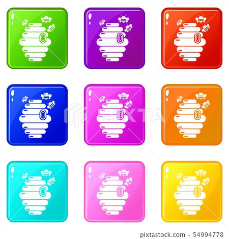 Swarm icons set 9 color collection - Stock Illustration [54994778] - PIXTA