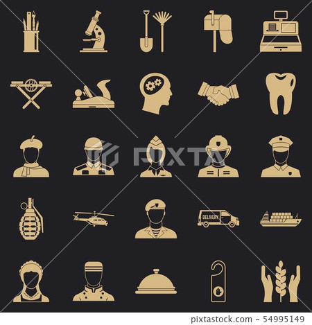 Work service icons set, simple style - Stock Illustration [54995149 ...