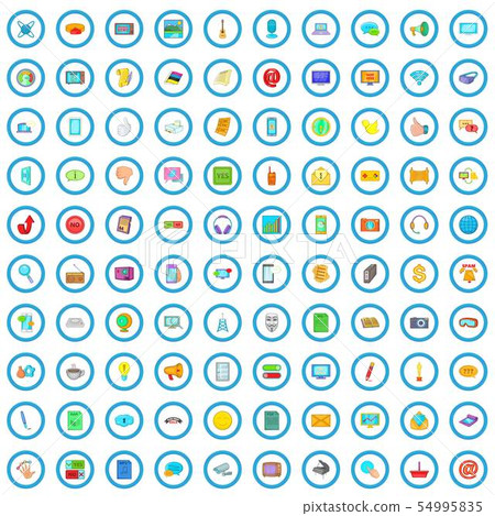 100 media icons set, cartoon style - Stock Illustration [54995835] - PIXTA