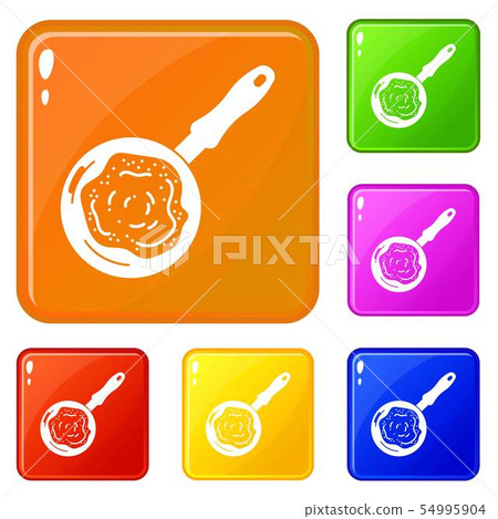 Fry pan icons set vector color - Stock Illustration [54995904] - PIXTA