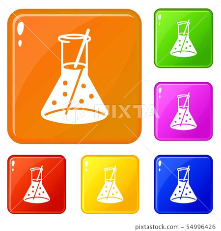 Boiling flask icons set vector color - Stock Illustration [54996426 ...