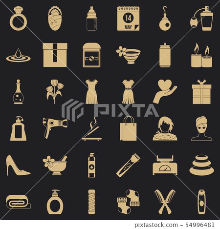 Woman perfume icons set, simple style - Stock Illustration [54996481 ...