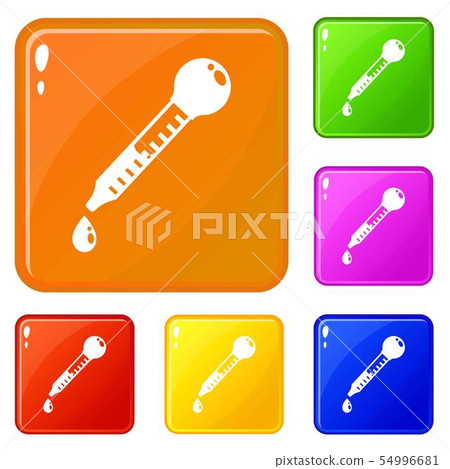 Glass pipette icons set vector color-插圖素材 [54996681] - PIXTA圖庫