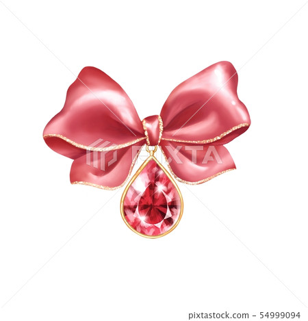 Red holiday bow with gem - Stock Illustration [54999094] - PIXTA