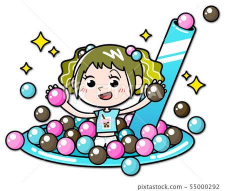 Girl playing with tapioca pool - Stock Illustration [55000292] - PIXTA