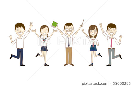 Illustration: Japanese high school students and... - Stock Illustration ...