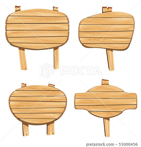 Set of wooden plank signs isolated on white. - Stock Illustration ...