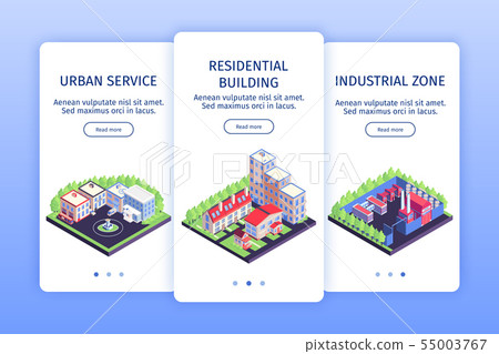 Isometric Urban Vertical Banner Set - Stock Illustration [55003767] - PIXTA