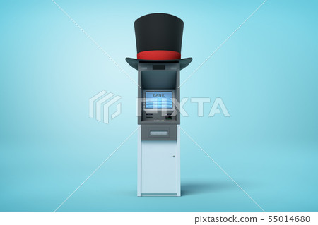 3d rendering of ATM with big black top hat with... - Stock Illustration ...