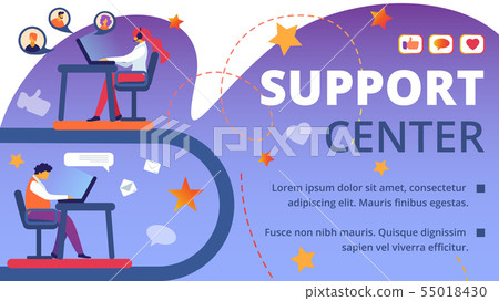 Support Center Technical Service Horizontal Banner - Stock Illustration ...