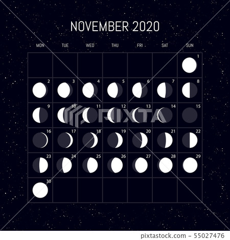 Moon phases calendar for 2020 year. November.-插圖素材 [55027476] - PIXTA圖庫