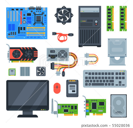 Computer accessories pc equipment motherboard... - Stock Illustration ...