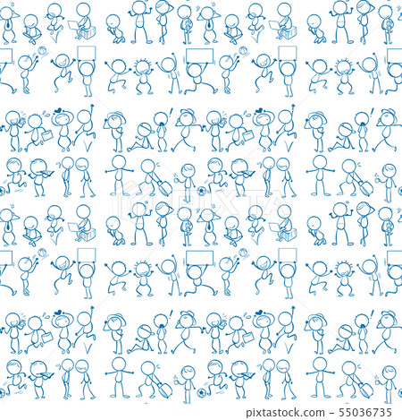 Seamless pattern tile cartoon with people doodles - Stock Illustration ...
