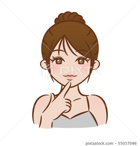 Up-style woman pointing at the mouth - Stock Illustration [55037096 ...