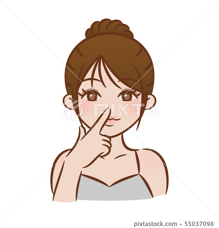 Up-style woman pointing at nose - Stock Illustration [55037098] - PIXTA