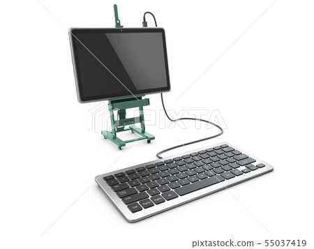 keyboard and planshet on the easel, design concept - Stock Illustration ...