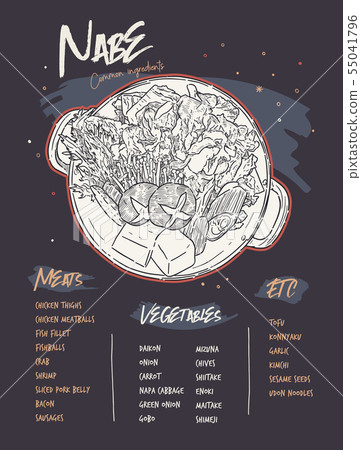 Nabe, Japanese hot pot. hand draw sketch vector. - Stock Illustration ...