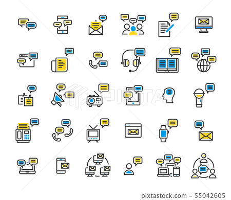 Message filled outline icon set. - Stock Illustration [55042605] - PIXTA