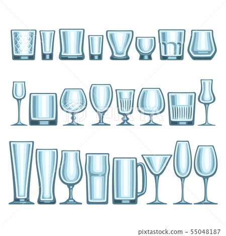 Vector set of different glassware - Stock Illustration [55048187] - PIXTA