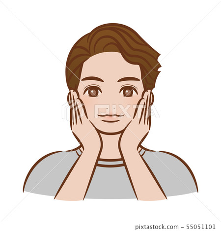 Illustration of a man holding a cheek - Stock Illustration [55051101 ...