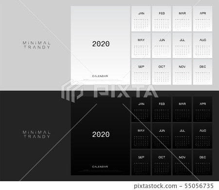 2020 calendar minimal table planner simple style. - Stock Illustration ...