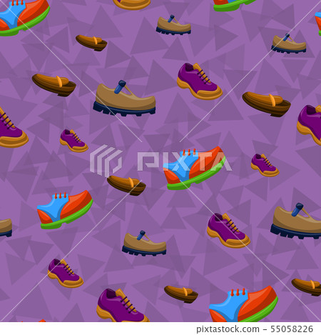Shoes Flat Color Background Seamless Pattern - Stock Illustration ...