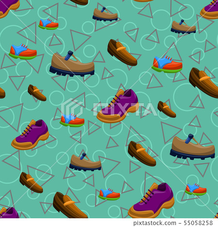 Shoes Flat Color Background Seamless Pattern - Stock Illustration ...