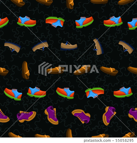 Shoes Flat Color Background Seamless Pattern - Stock Illustration ...