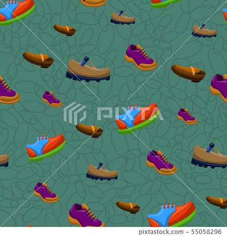 Shoes Flat Color Background Seamless Pattern - Stock Illustration ...