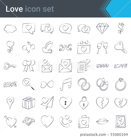 Hand drawn vector love icons isolated on white - Stock Illustration ...