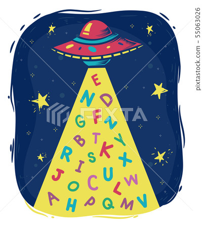 Outer Space Ship Alphabet Illustration - Stock Illustration [55063026 ...