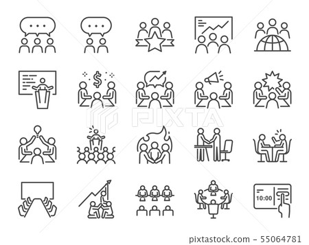 Meeting line icon set. - Stock Illustration [55064781] - PIXTA