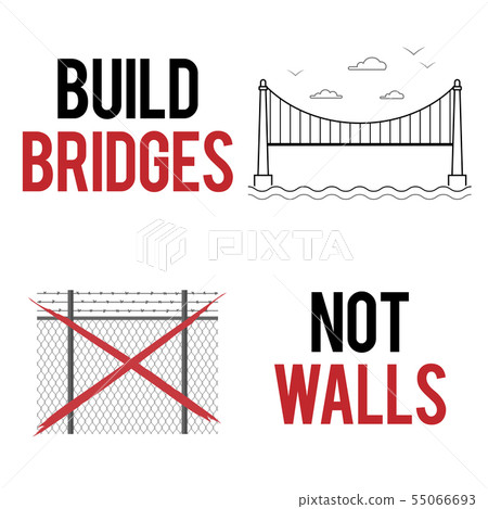 Build bridges not walls text. Creative modern - Stock Illustration ...