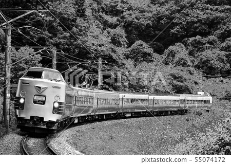 Express train 381 series image going curve - Stock Illustration ...