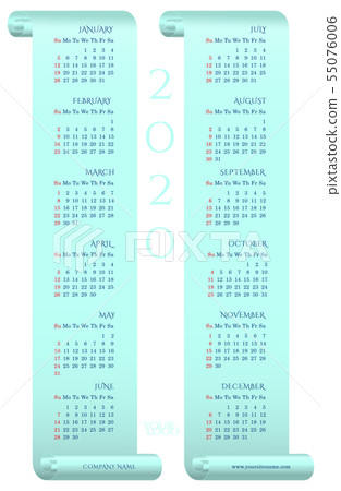 2020 wall calendar on mint gradient parchment - Stock Illustration ...