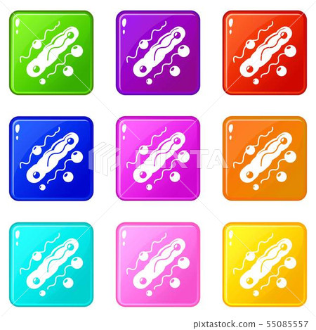 Corynebacterium icons set 9 color collection - Stock Illustration ...