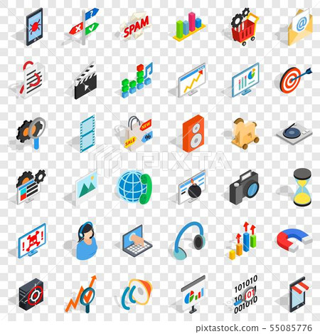 Web growth icons set, isometric style - Stock Illustration [55085776 ...