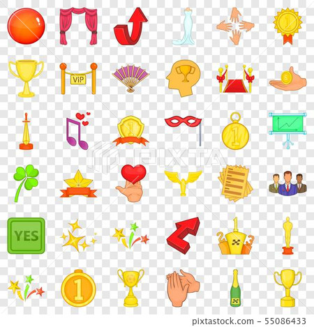 Successfully victory icons set, cartoon style-插圖素材 [55086433] - PIXTA圖庫