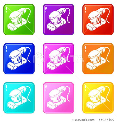 Sheet sander icons set 9 color collection - Stock Illustration ...
