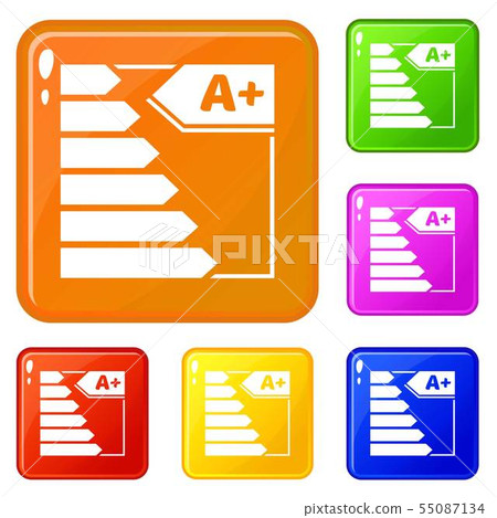 A plus economy icons set vector color - Stock Illustration [55087134 ...