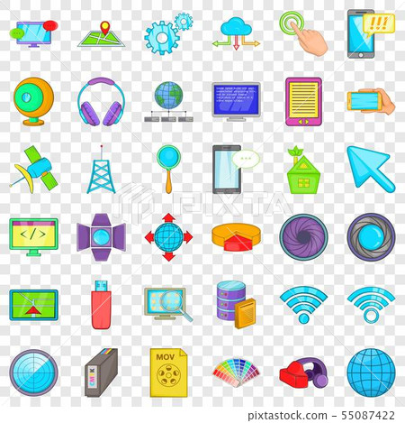 Web business icons set, cartoon style - Stock Illustration [55087422 ...