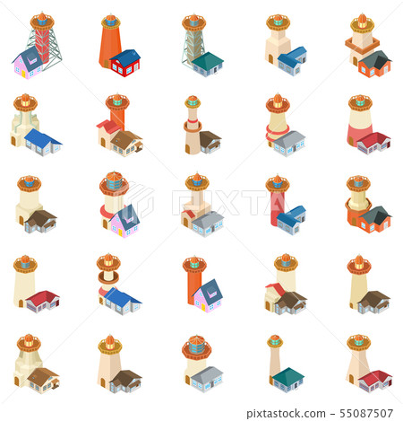 Lighthouse icons set, isometric style - Stock Illustration [55087507 ...